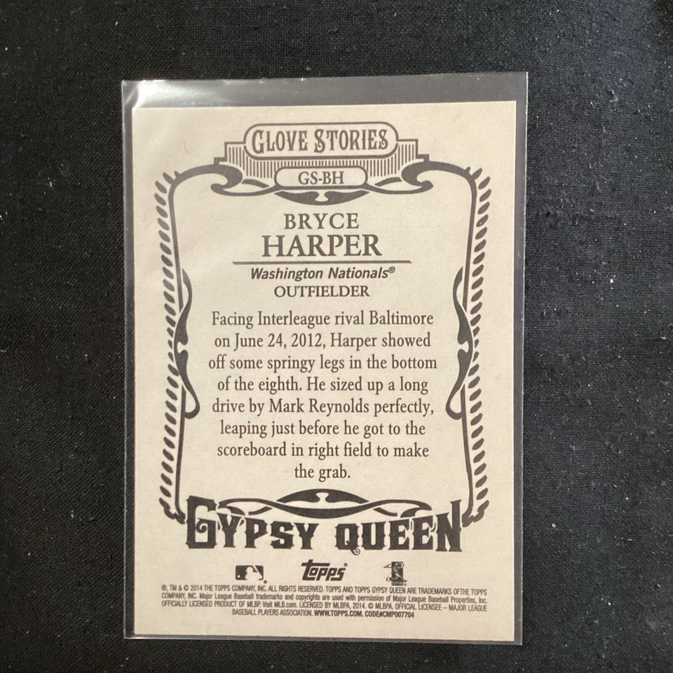 2014 Topps Gypsy Queen Glove Stories #GS-BH Bryce Harper HZ17 | eBay
