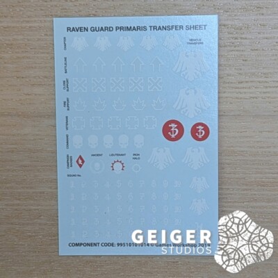 WARHAMMER 40K Space Marine Raven Guard Primaris Transfer Sheet Water ...