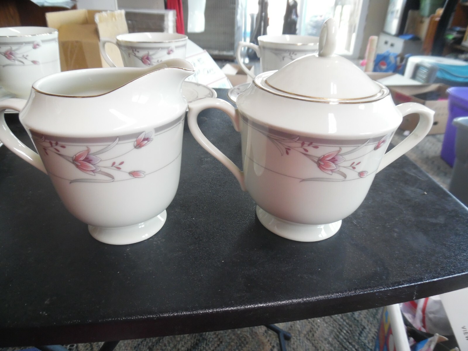 Vintage Sango Regency collection- Heather cups saucers sugar creamer ...