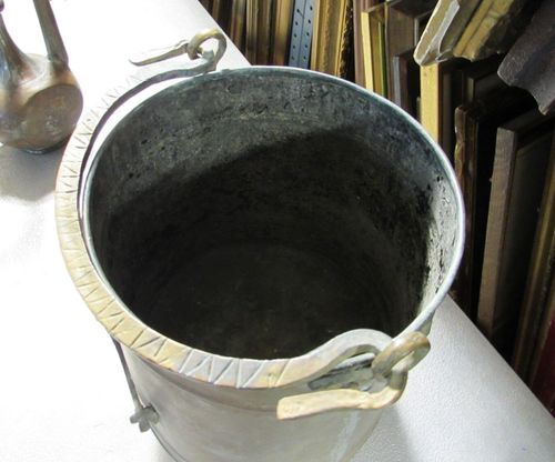 Antique Turkish Copper Bucket Pail Umbrella Pot Handmade Wrought Iron ...