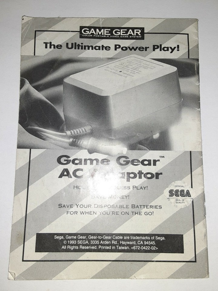Sega Game Gear System Console Instruction Manual Booklet ONLY Gamegear ...