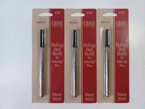(3) Cross 8523 Rolling Ball Refills Black Medium Point for Selectip ...