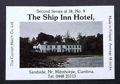 Matchbox label Pub The Ship Inn Hotel Sandside Milnthorpe Cumbria MG403 ...