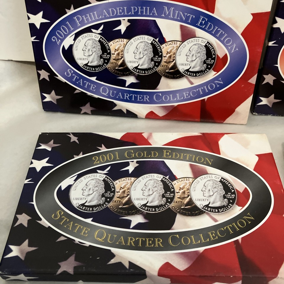 2001 State Quarter Collection Sets Philadelphia,Denver,Platinum & Gold ...