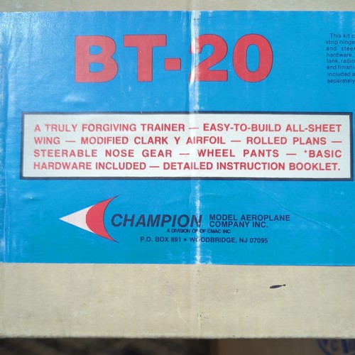 Vintage Champion Model Aeroplane Company BT-20 Trainer Wood R/C Kit NEW ...