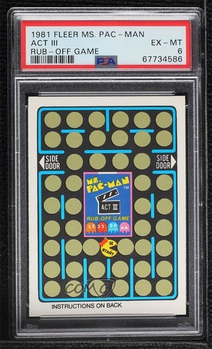 1981 Fleer Ms Pac-Man Stickers Rub-Off Game Card #ACT3 PSA 6 ne4 | eBay