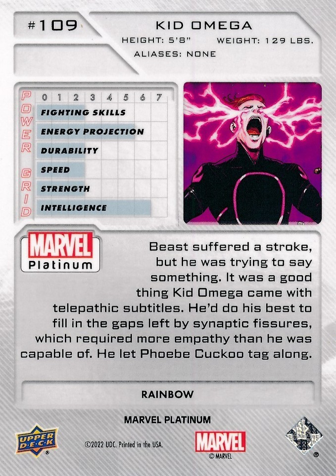 #109 KID OMEGA 2023 Upper Deck Marvel Platinum RAINBOW | eBay