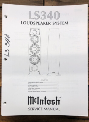 McIntosh LS340 LS-340 Speaker Service Manual *Original* | eBay