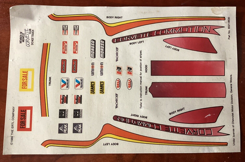 DECALS ONLY for Vintage 1986 AMT/ERTL 1962 Corvette Model Kit | eBay