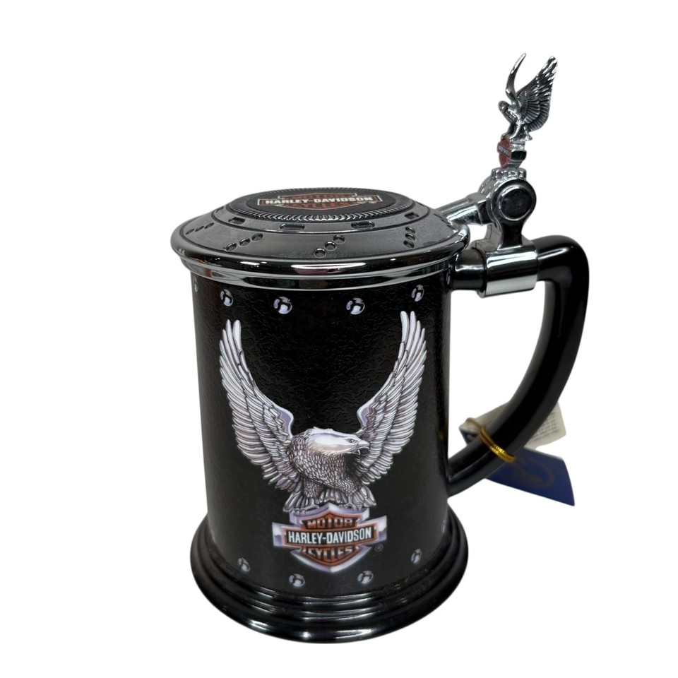 Harley-Davidson Heritage Springer Tankard Beer Stein Eagle Lid Ceramic ...