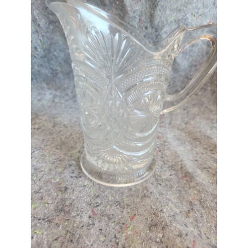 Vintage EAPG Clear Pressed Glass Pitcher with Medallion Sunburst ...