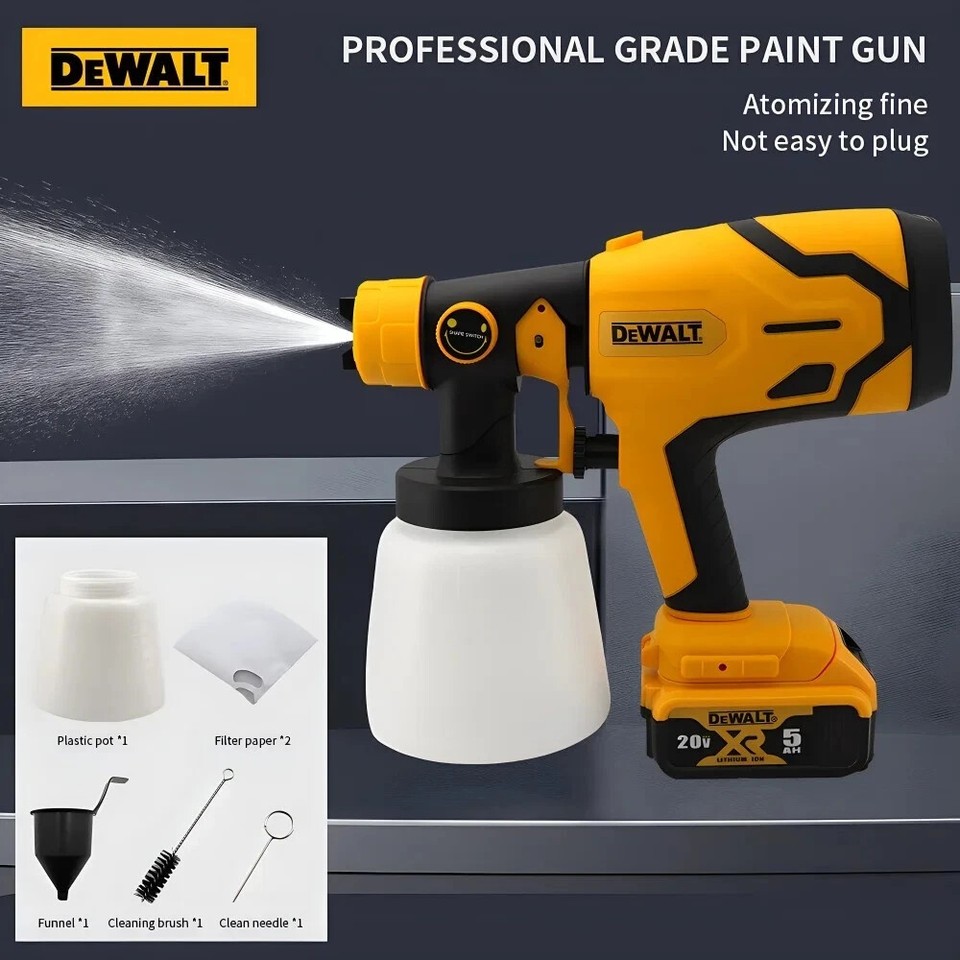 DEWALT Electric Spray Paint Gun 800ML Cordless Paint Sprayer Electric ...