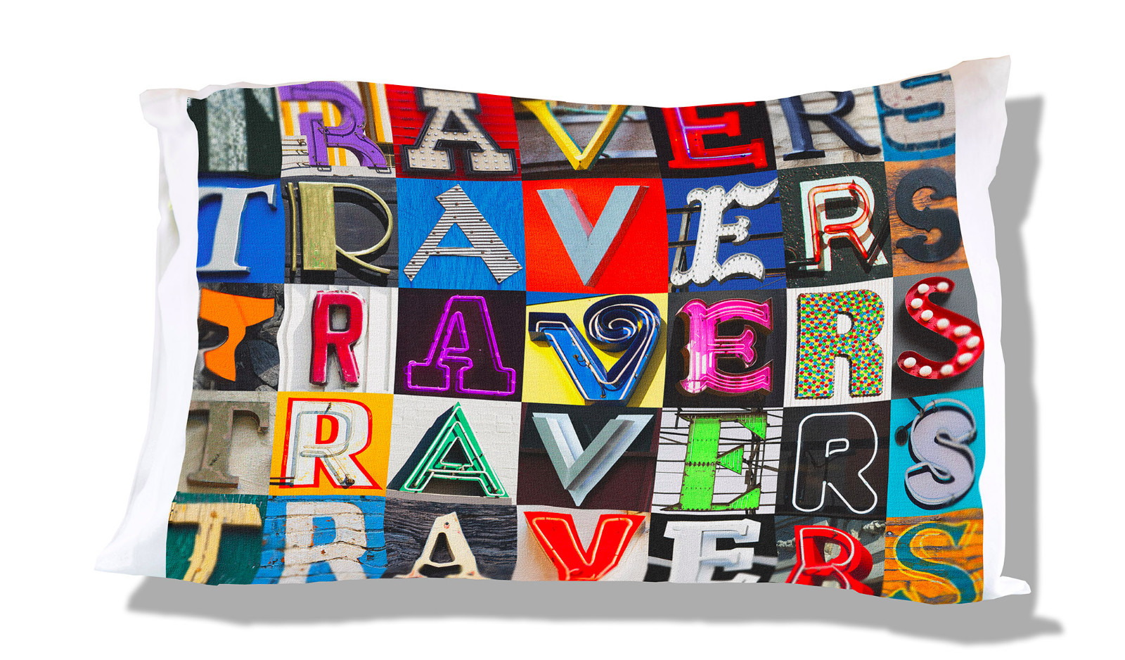 TRAVERS Personalized Pillowcase featuring photos of actual sign letters ...