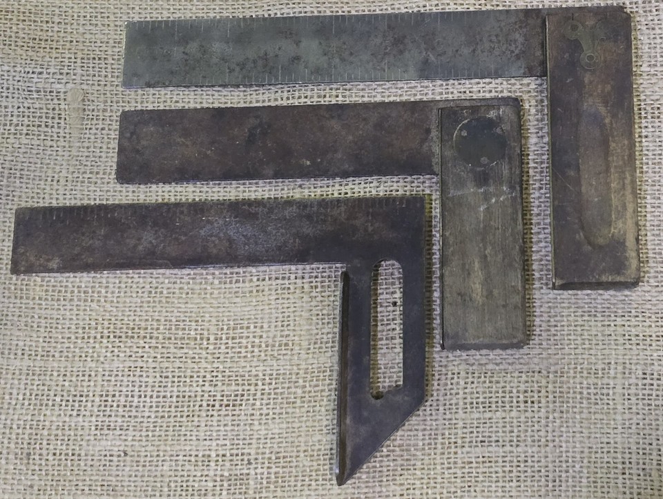 **Lot of 3** Antique Carpenters Squares Wood & Metal Woodworking ...