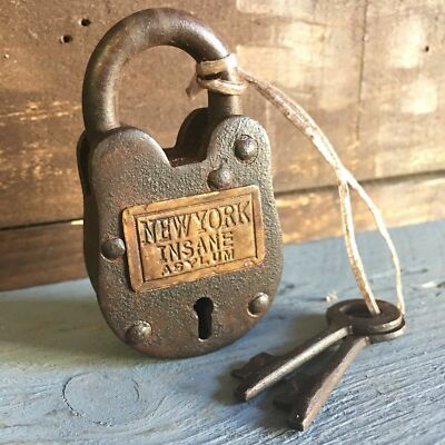 New York Insane Asylum Working Cast Iron Lock W/ 2 Keys W/ Rusty ...