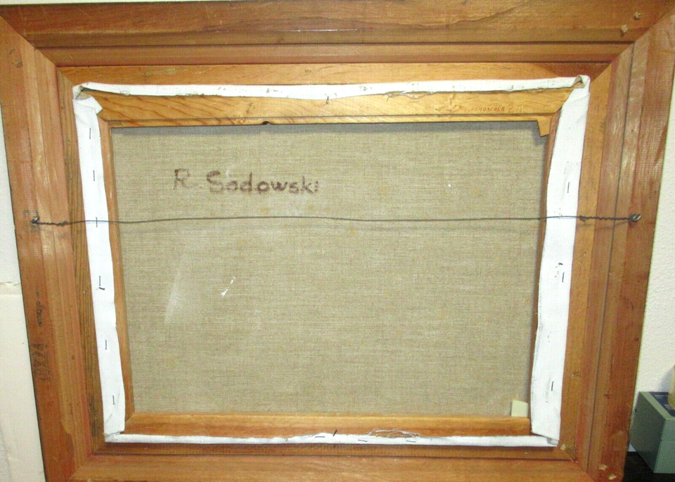 R.SADOWSKI LARGE CARGO SHIPS ORIGINAL OIL ON CANVAS SEASCAPE PAINTING ...