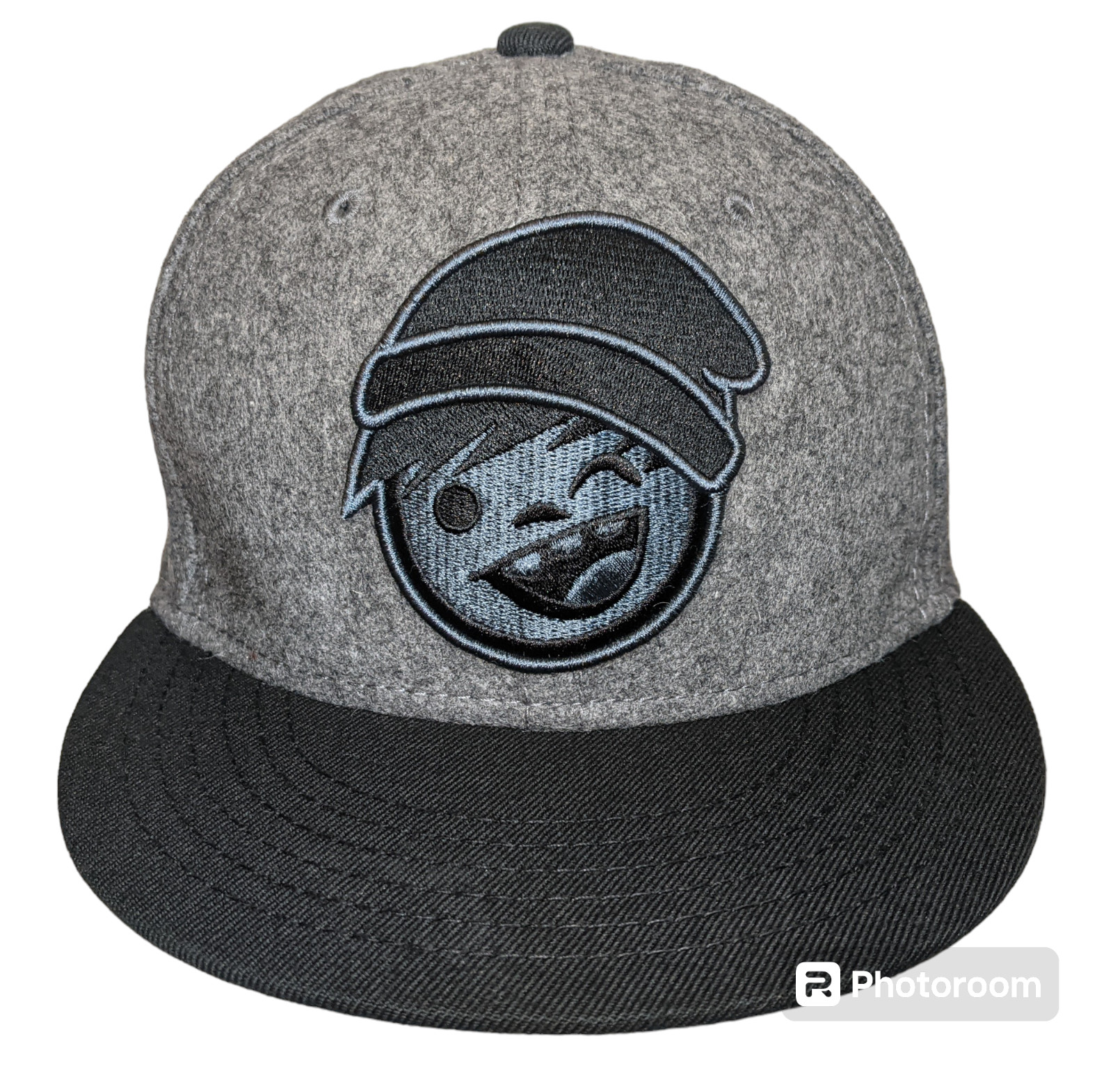 NEFF Snapback Hat Flat Brim Wool Blend Face Emoji Hea… - Gem