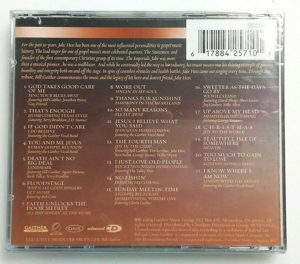 A Tribute To Jake Hess Gaither Gospel Series CD NEW Sealed 617884257101 ...