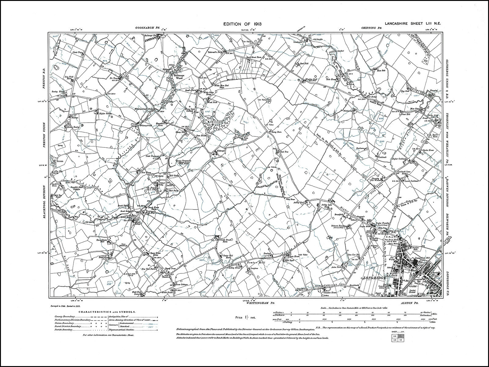 Old map of Longridge (northwest), Lancashire in 1913: 53NE repro | eBay