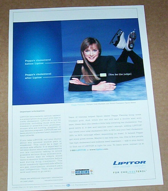2002 print ad page - PEGGY FLEMING ice skater Lipitor Pfizer drug ...
