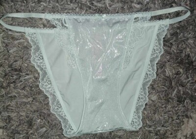Dream angel lace Trim Shimmer string bikini Size Large lt Minty Shine ...