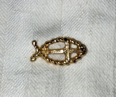 Golden Jesus Fish Cross Pin Brooch - No Back | eBay