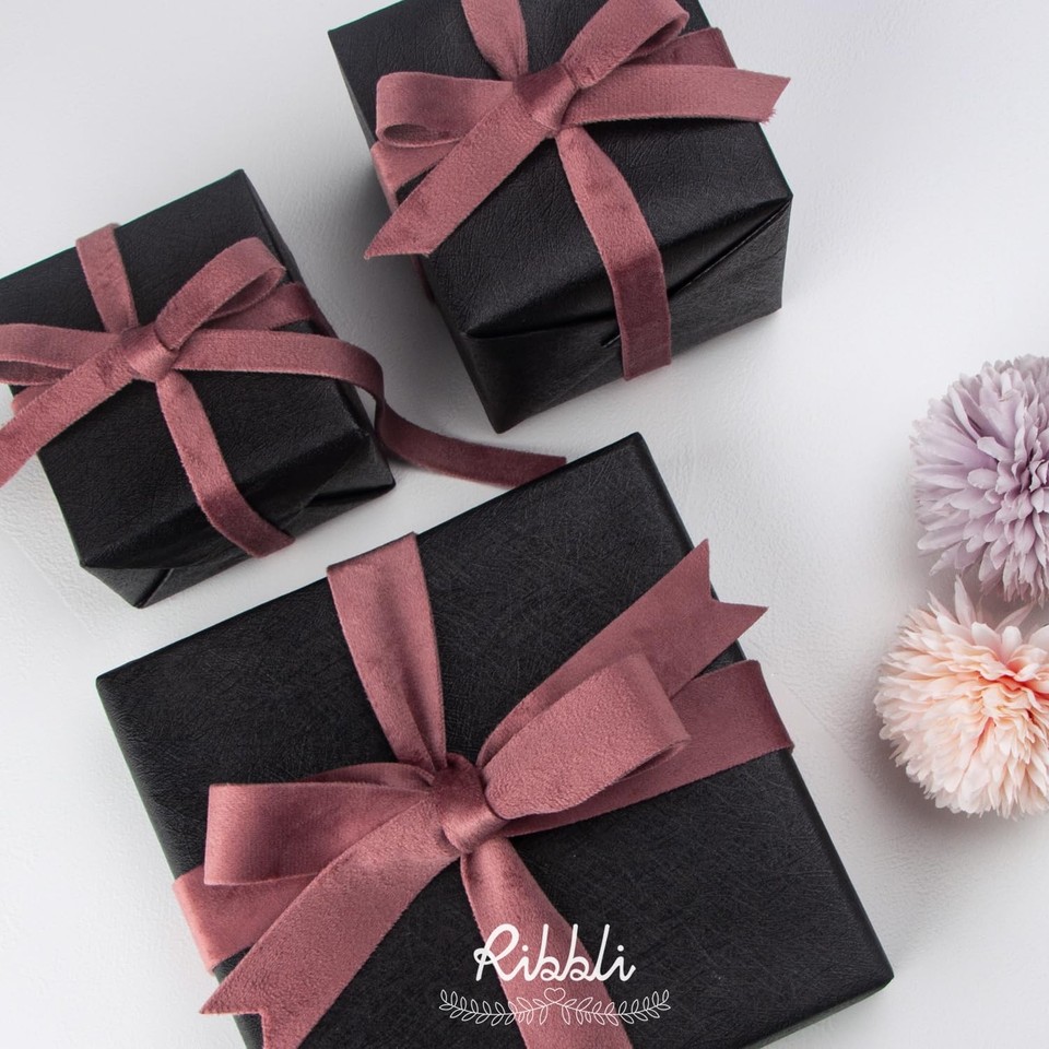 Rosy Mauve Velvet Ribbon Double Faced 3/8 Inch 10-Yard Spool Rose Gold ...