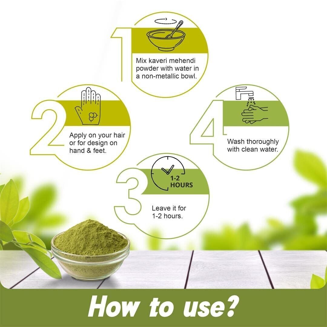 Kaveri Mehendi Powder 100% Natural Henna Powder for Hairs, Hands & Feet ...