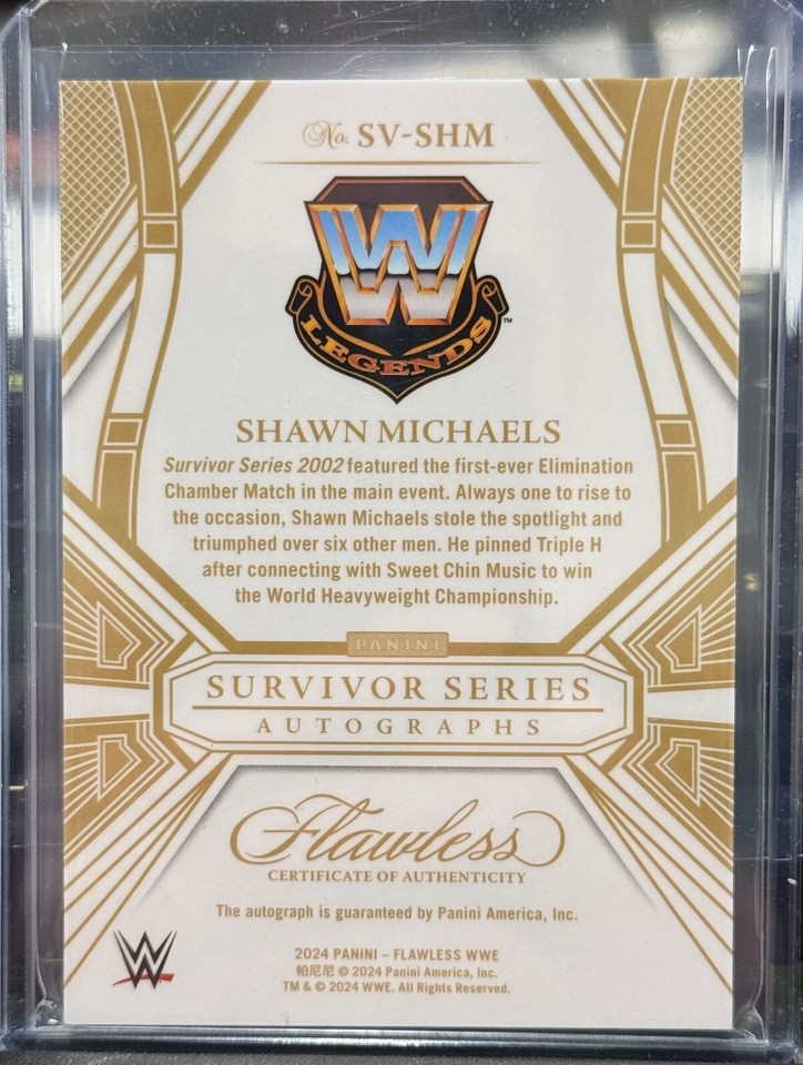 Shawn Michaels 2024 Flawless WWE Survivor Series Autographs Auto Gold ...