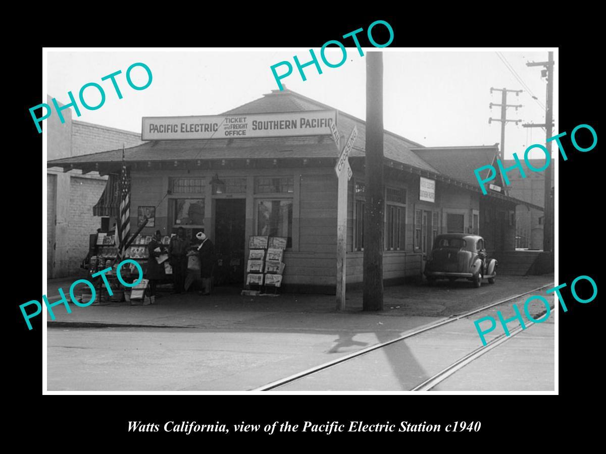 OLD HISTORIC PHOTO OF WATTS CALIFORNIA PACIFIC ELECTRIC RAILWAY STATION ...