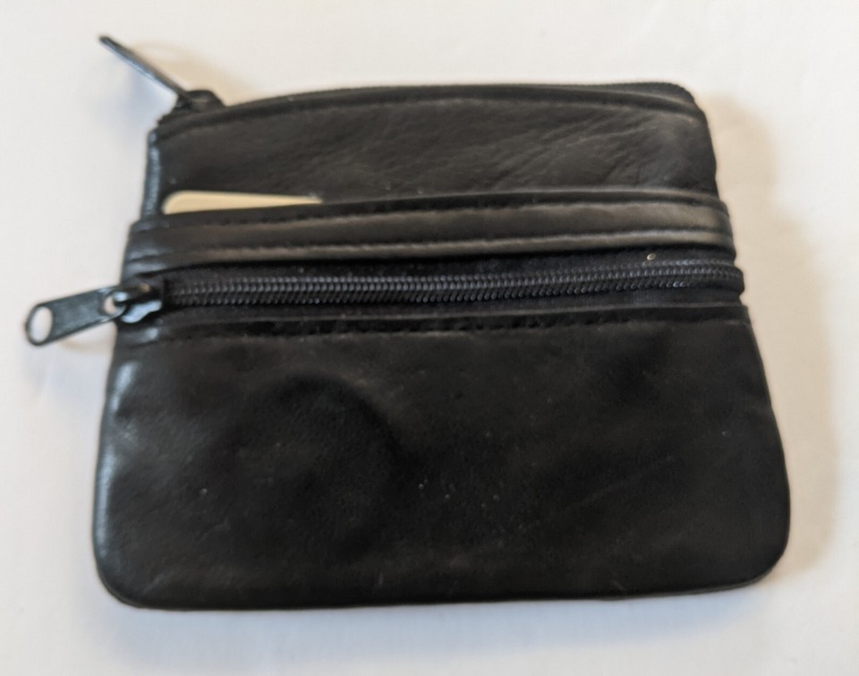 Buxton Leather Zip Card case & Coin Case Pouch, Black | eBay