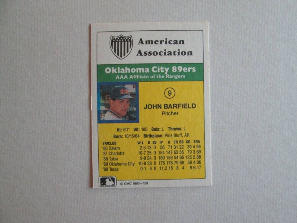 1990 CMC John Barfield #9 Oklahoma City 89ers | eBay