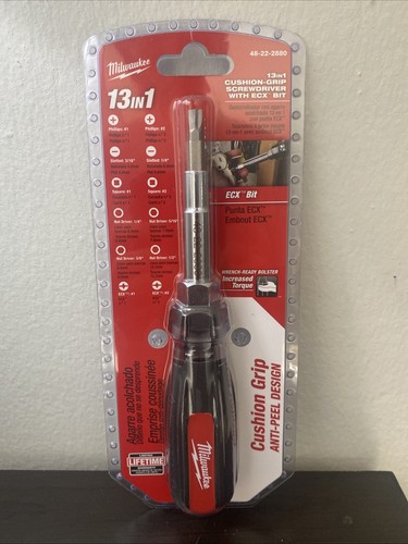 Milwaukee 48-22-2880 Cushion Grip 13 In 1 Screwdriver With ECX Bit NEW ...