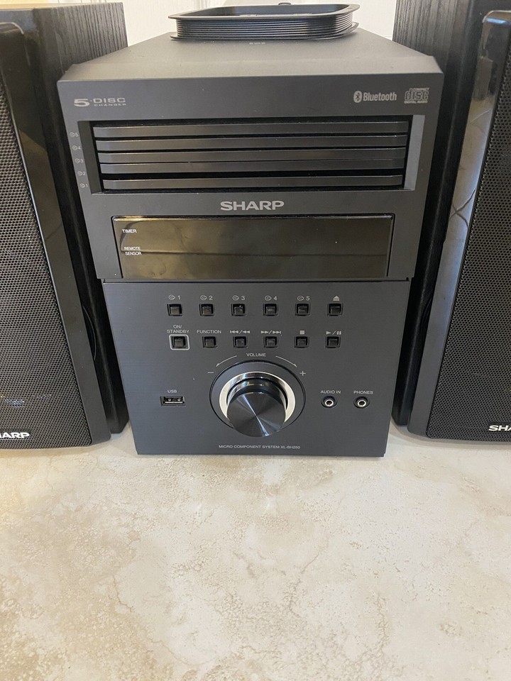 Sharp XL-BH250 Micro Shelf Executive Speaker System 5-Disc AM FM ...