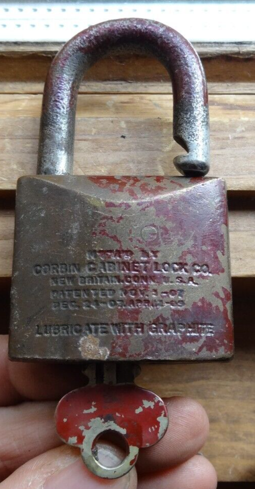 Vintage Metal Corbin Cabinet Lock Padlock USA Patent 1909 | eBay