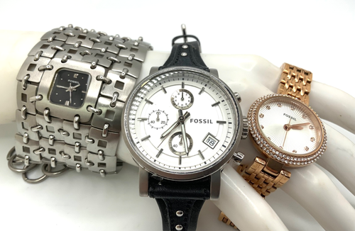 Fossil Women’s Watches 3 PCS Chainmail JR9050 Chronograph ES3317 Dress ...