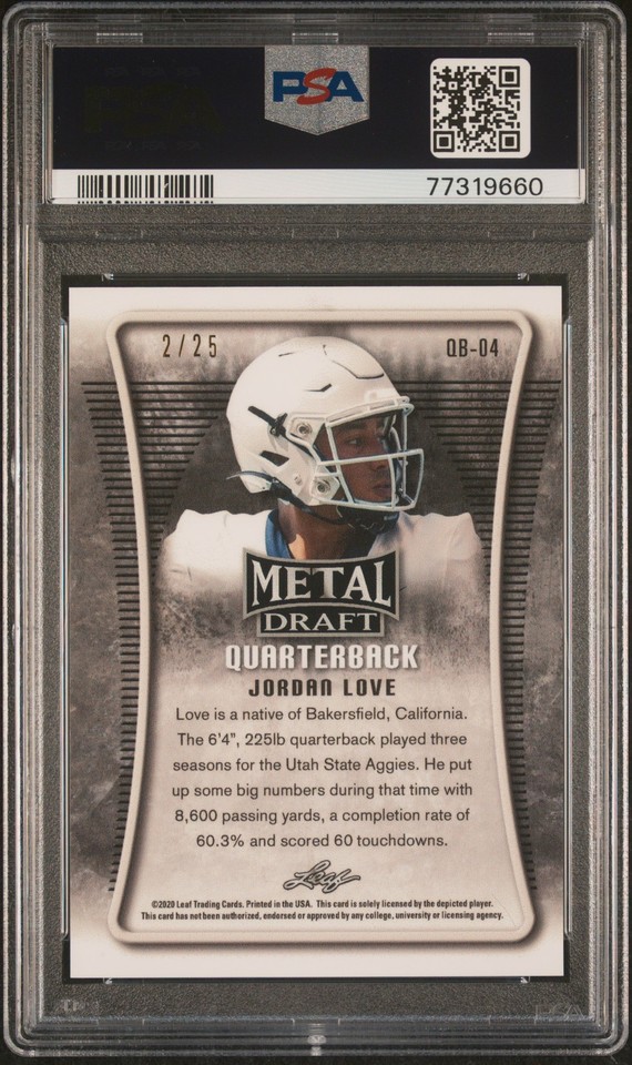 2020 LEAF METAL DRAFT QUARTERBACK COLL BLUE RAINBOW JORDAN LOVE RC /25 ...