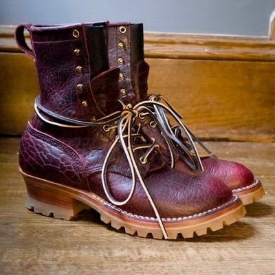 Nicks Handmade Boots - Size 9C - 8" Oxblood Shrunken Bison Thurman55 ...