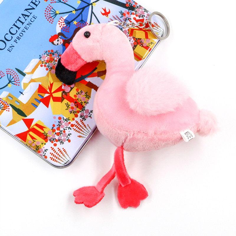 Lovely Flamingo Plush Toy Keychain Ring Pendant Soft Toy Key Ring ...