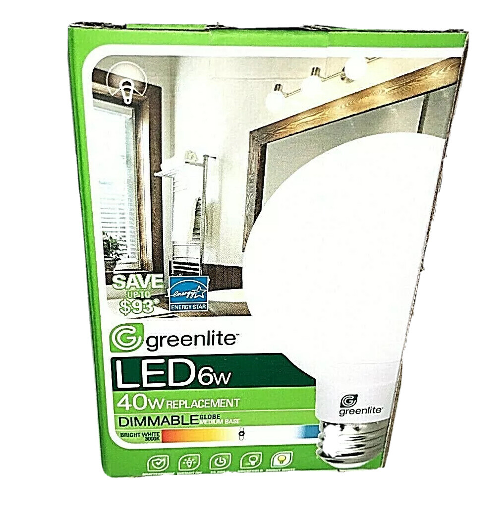 Greenlite 42171 LED G25 Globe 6W Medium Base 3000K Dimmable 450 Lumens ...