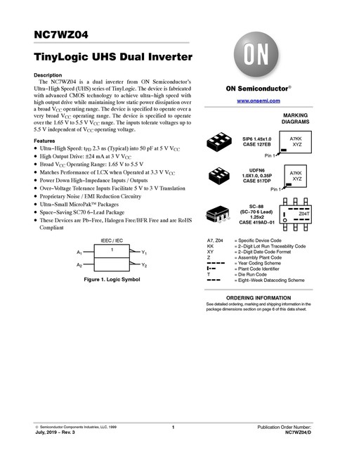 Fairchild Semiconductor NC7WZ04P6X Not Gate (inverters) for sale online ...