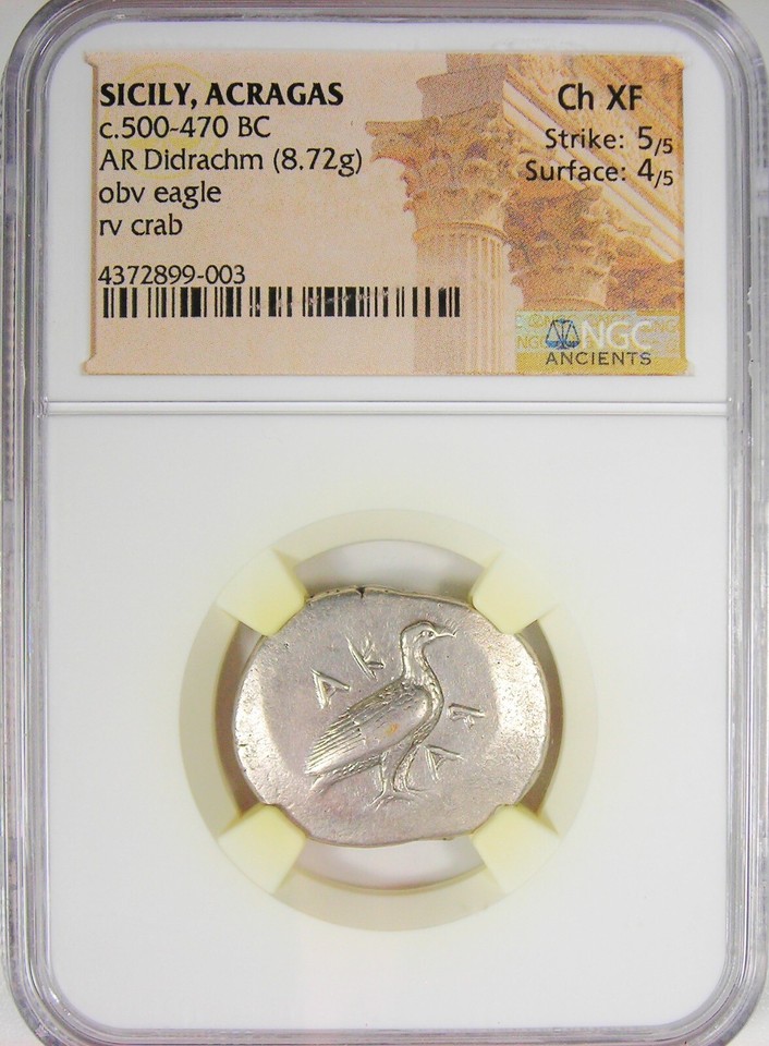 Sicily Acragas AR Didrachm Akragas Coin 500-470 BC - NGC Choice XF - 5/ ...