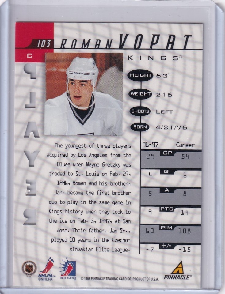 1997-98 BE A PLAYER PINNACLE DIE CUT ROMAN VOPAT AUTOGRAPH | eBay