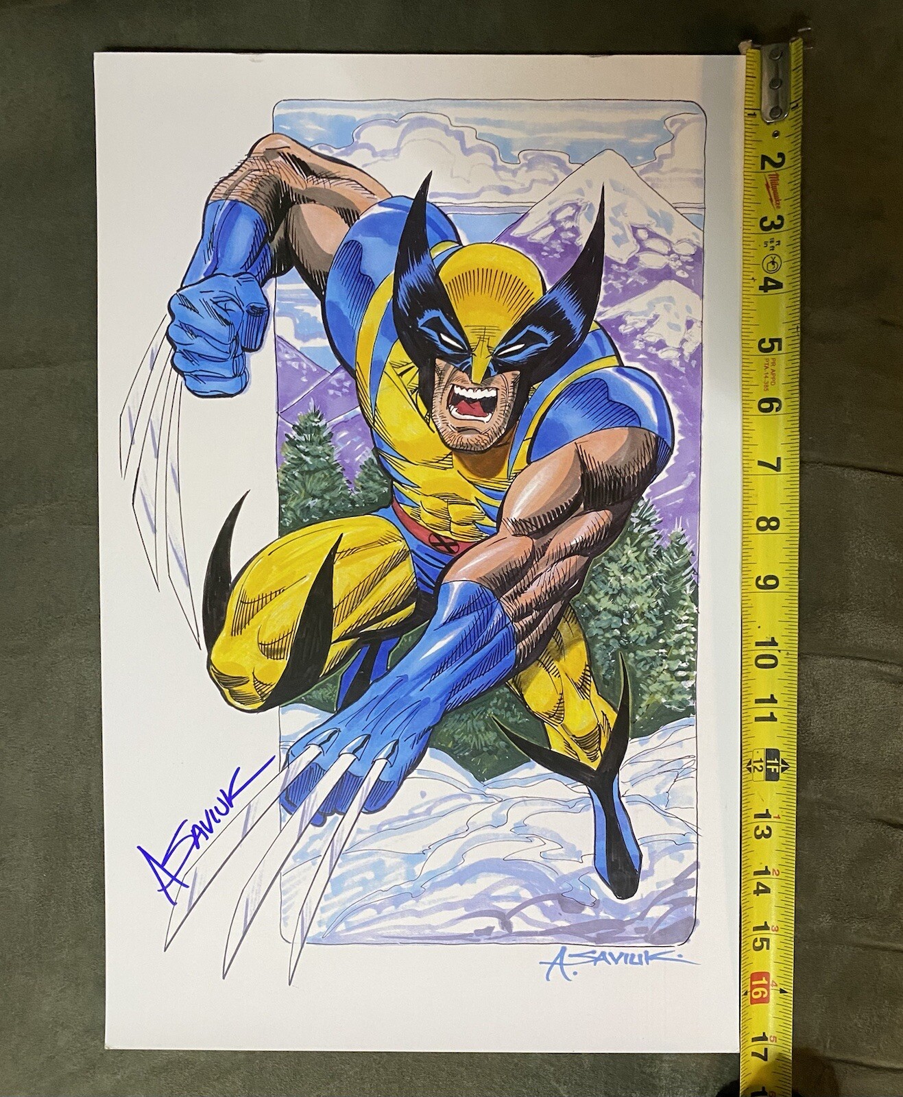 WOLVERINE 11”x17” Print Drawing Artist Alex Saviuk Signed Autograph ...
