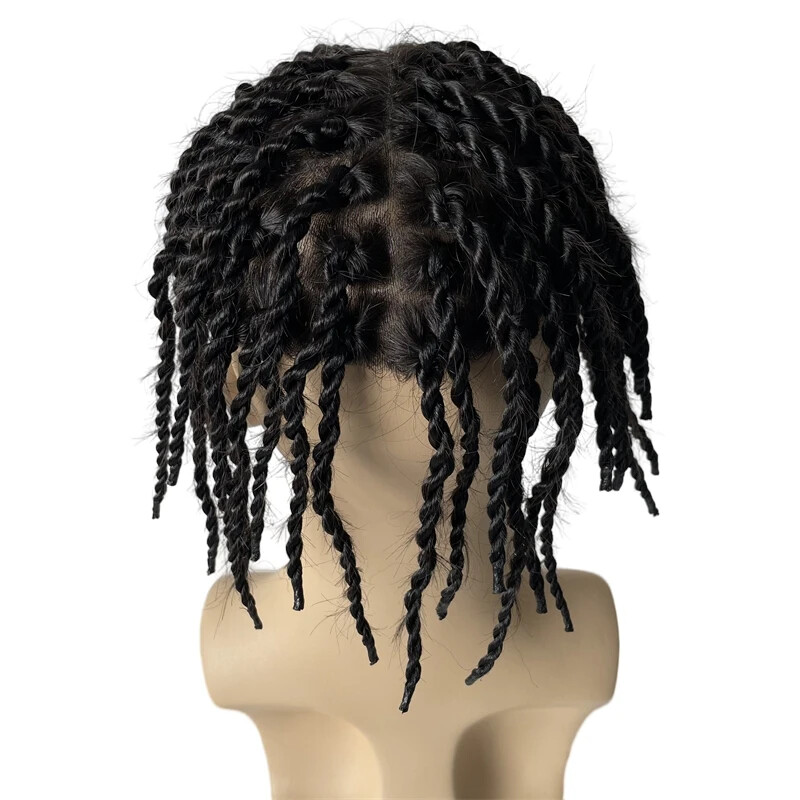 Twist Braids Human Hair Replacement System Knotted Skin Toupee for ...