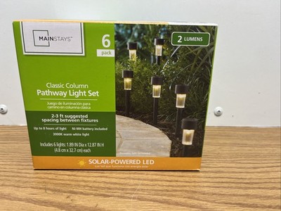 Solar Powered Black Classic Column Pathway and Landscape LED Lights 6 ...