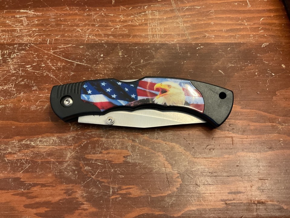 Super Knife America Flag Knife With Bald Eagle 3” Blade | eBay