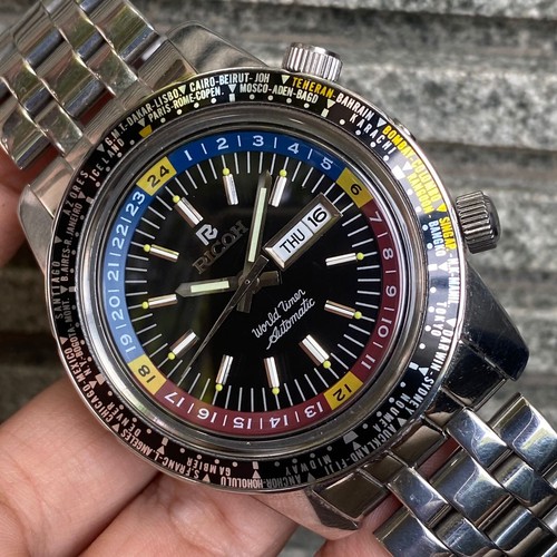 RARE Ricoh World timer Automatic Black Dial Vintage Men's Watch ...
