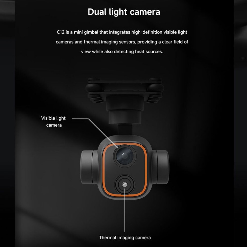 Skydroid C12 2K Thermal Imaging Camera Three-Axis Stabilized Dual Light ...