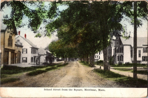 Postcard View School Street from Square,Merrimac Mass. C 6 | eBay